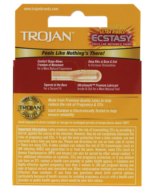 Trojan Ecstasy Ultra Ribbed Condoms 2 Pack | Satisfaction